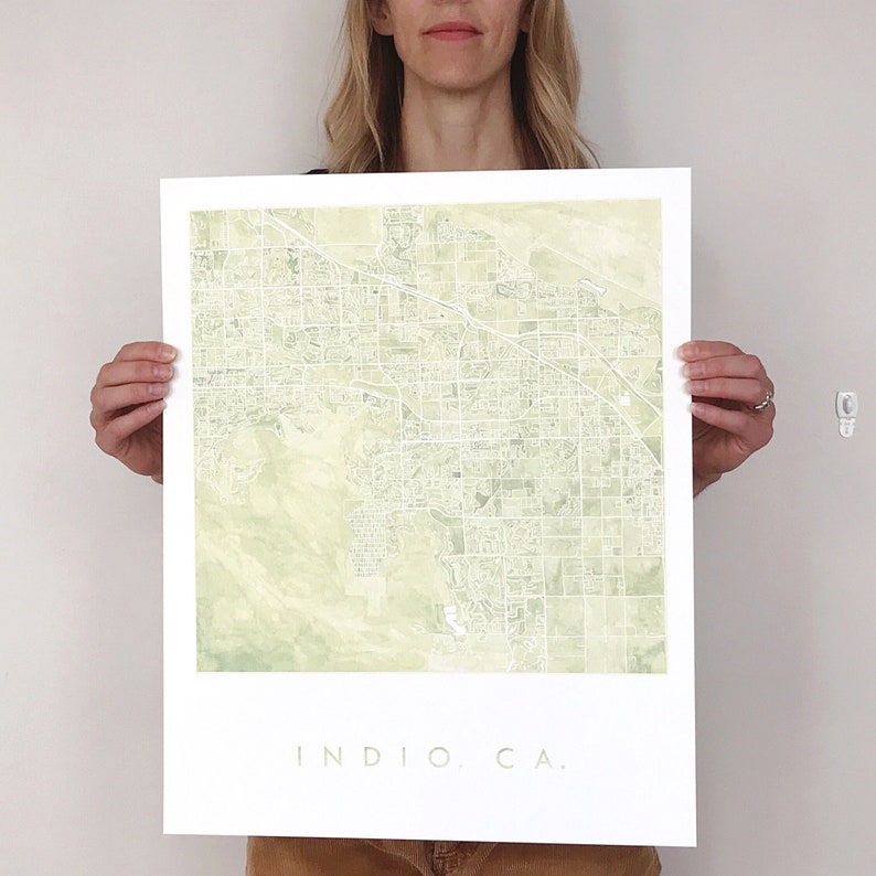 INDIO Palm Desert Map Watercolor Print California City Block - Etsy