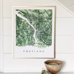 PORTLAND Map Ferns Botanical Map Painting OREGON (art Print) Flora ...