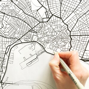 Custom City Lines Map YOUR CITY Map Drawing Black and White (art Print ...