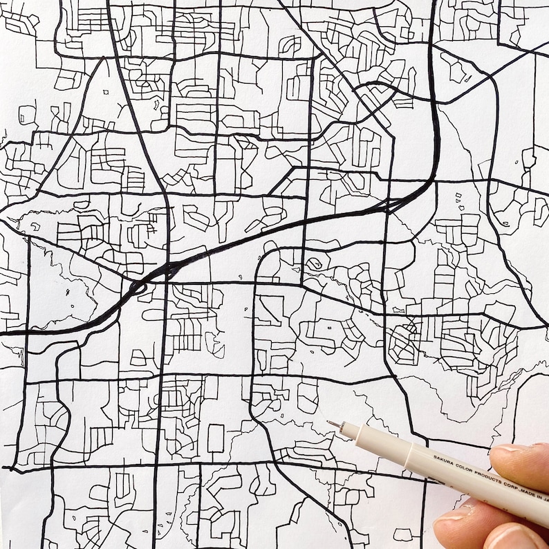 CENTERVILLE Map Street Map Dayton OHIO City Map Drawing Black - Etsy