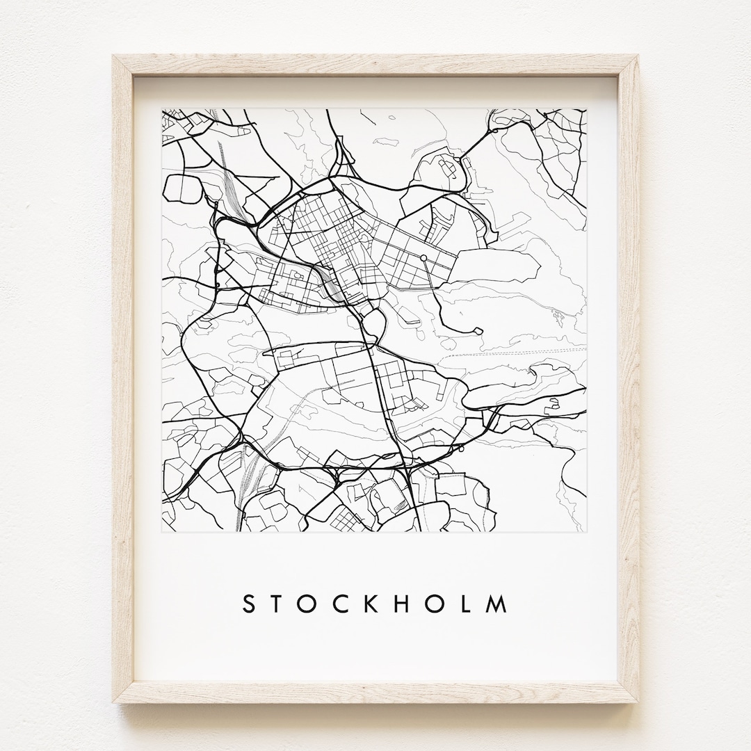 STOCKHOLM Map Hand Drawn Street Map SWEDEN City Map Drawing Black and ...