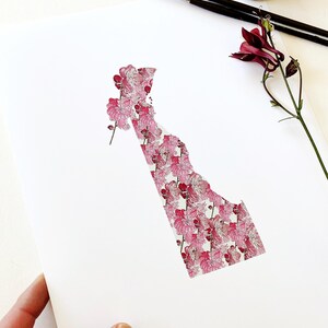 DELAWARE State Flower Map Watercolor Peach Blossom (art Print) Map Wall ...