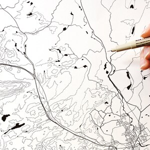 POCONOS Mountains Hand Drawn Map Street Map Pennsylvania Topographic ...