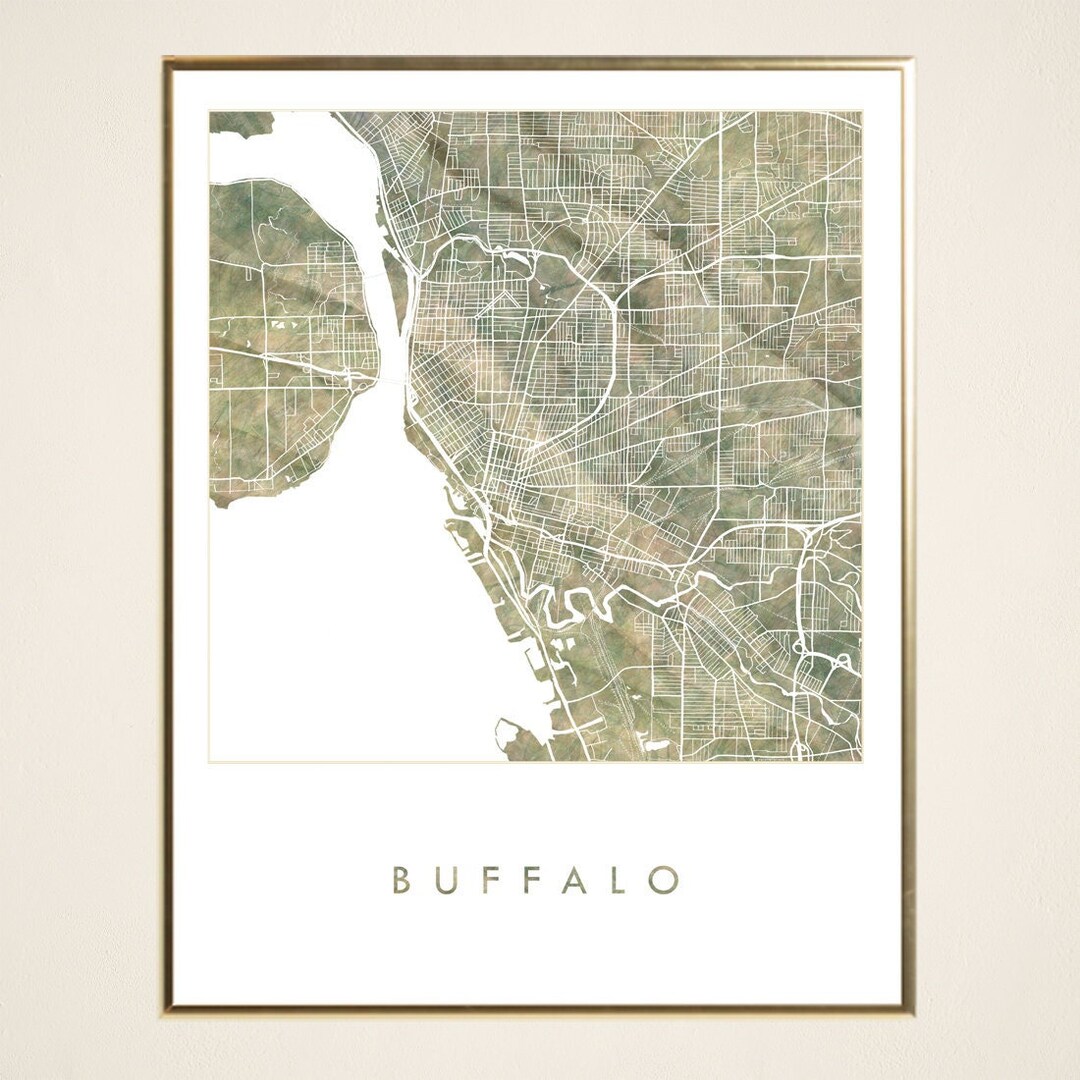 BUFFALO Map Watercolor Wash Print NEW YORK State City Plan - Etsy