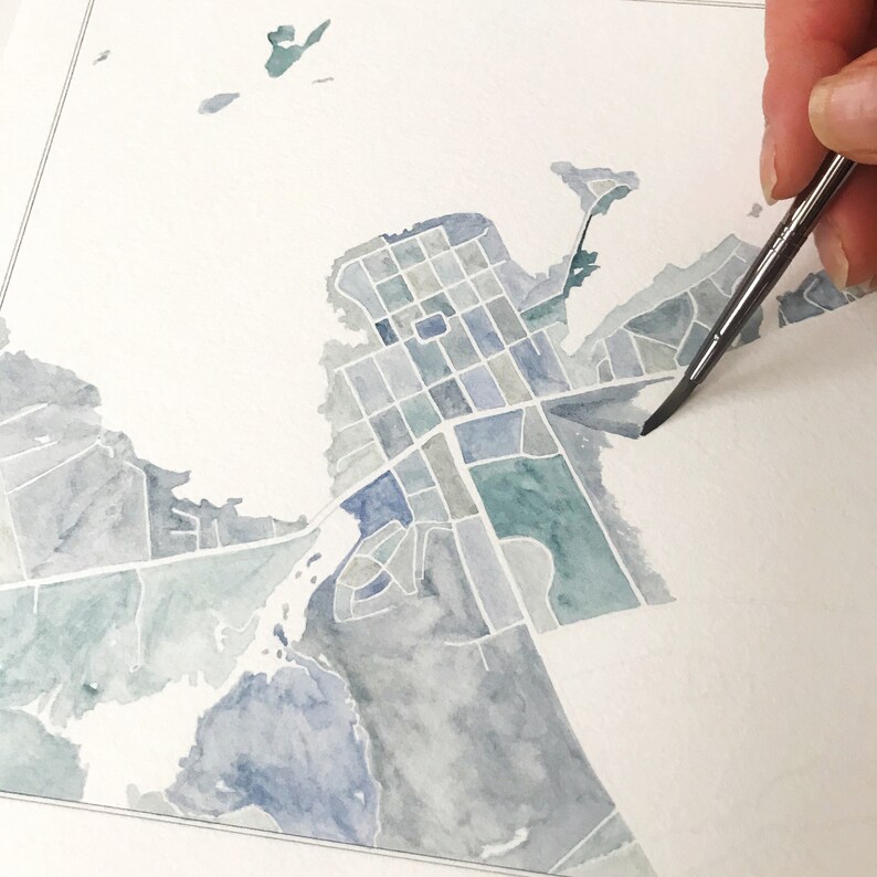 CLAYTON New York Map Watercolor Print City Block Plan art - Etsy