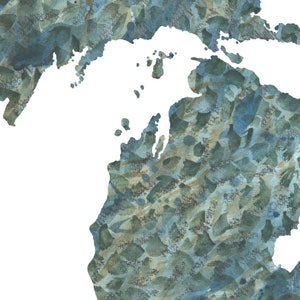 MICHIGAN State Map Urban Fabric Watercolor Texture Painting USA (art ...