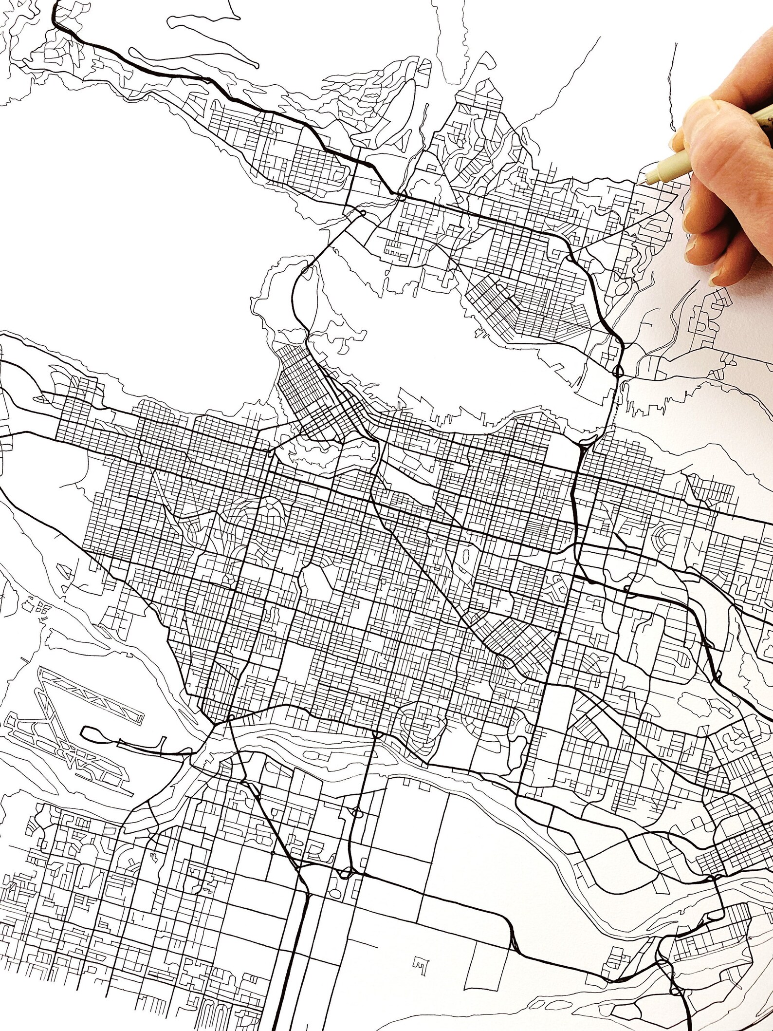 VANCOUVER British Columbia Map Hand Drawn Street Map BC Canada Map ...