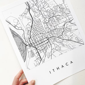 ITHACA Street Map NEW YORK City Map Drawing Black and White (art Print ...