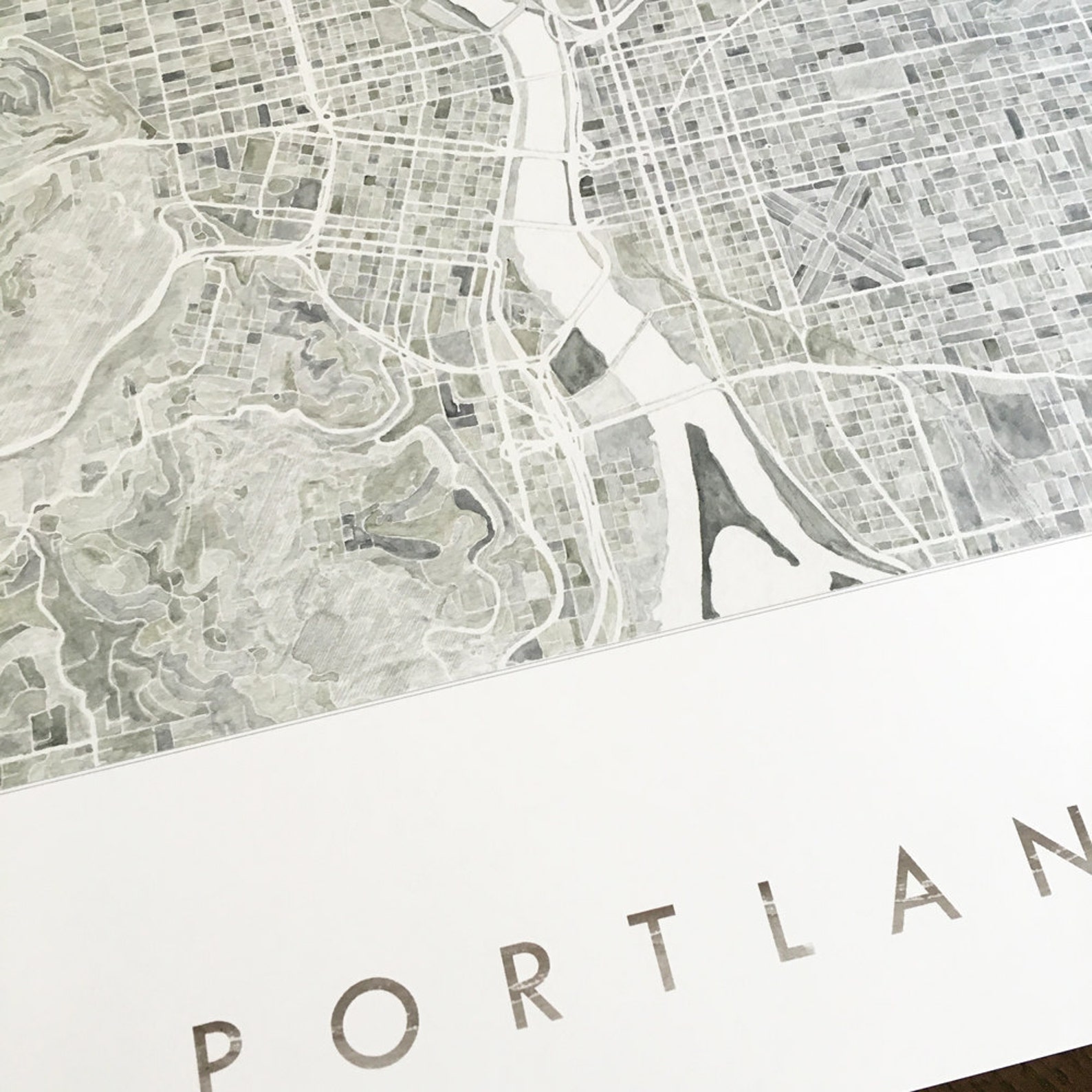 PORTLAND Map Watercolor Print OREGON City Plan (art Print) Anniversary ...