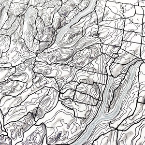 FINGER LAKES Hand Drawn Map New York Topographic Drawing (art Print ...