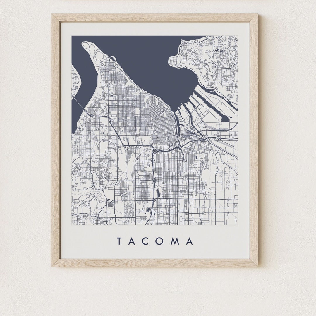 Greater TACOMA Map Street Map WASHINGTON City Map Drawing Blueprint ...