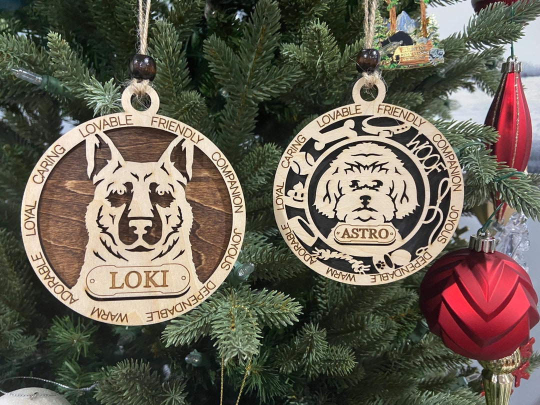 Personalized Hand-crafted Wooden Dog Ornament - Customizable With Your ...