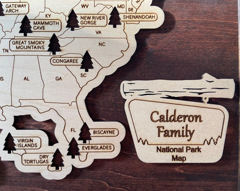 Personalized National Park Map: Family Adventure Tracker, Laser Cut ...