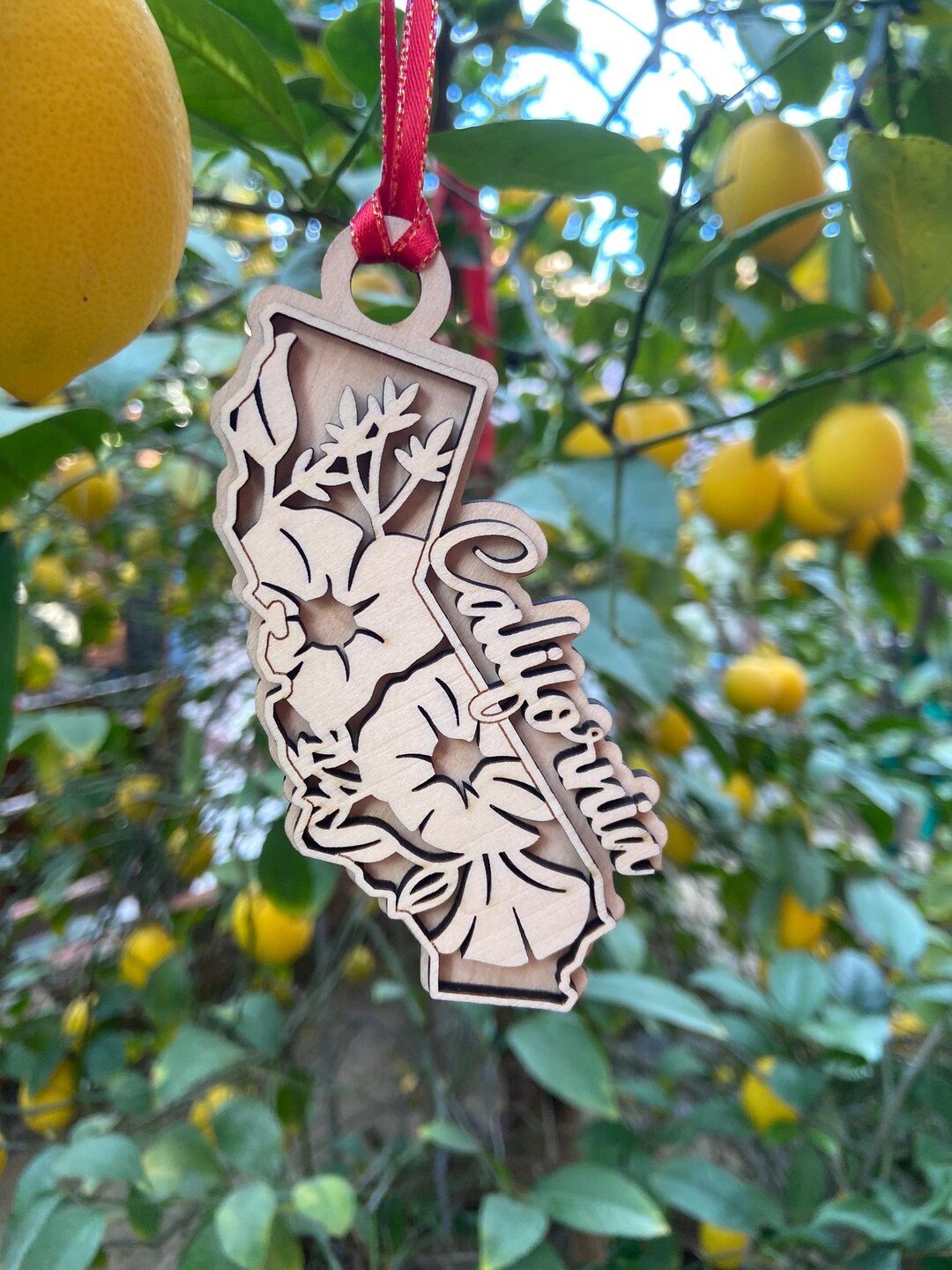 State Flower Ornament - Handcrafted Wooden Keepsake - All 50 States ...