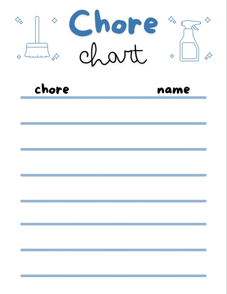 Chore Chart, Instant Printable Download - Etsy