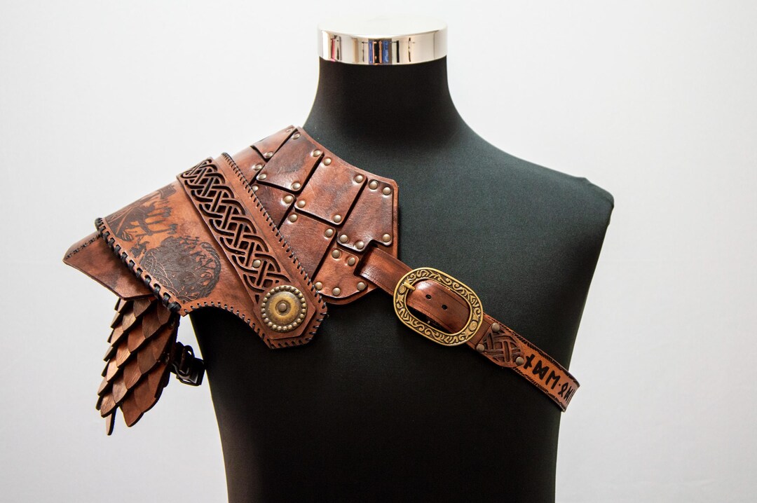 Viking Leather Shoulder Pad Artisan Product Worked Entirely by Hand ...