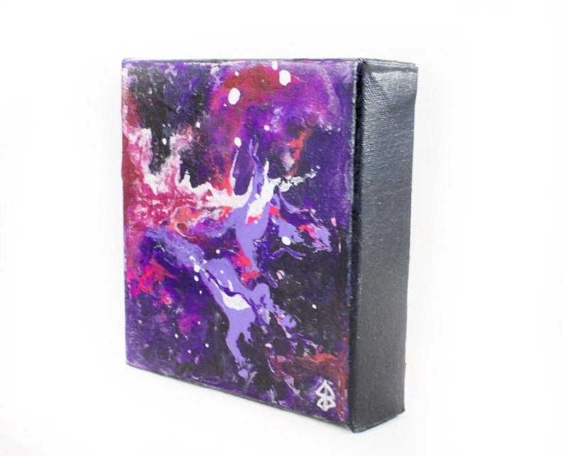 Raspberry Abstract Art, Small Abstract Painting, Small Purple Artwork ...