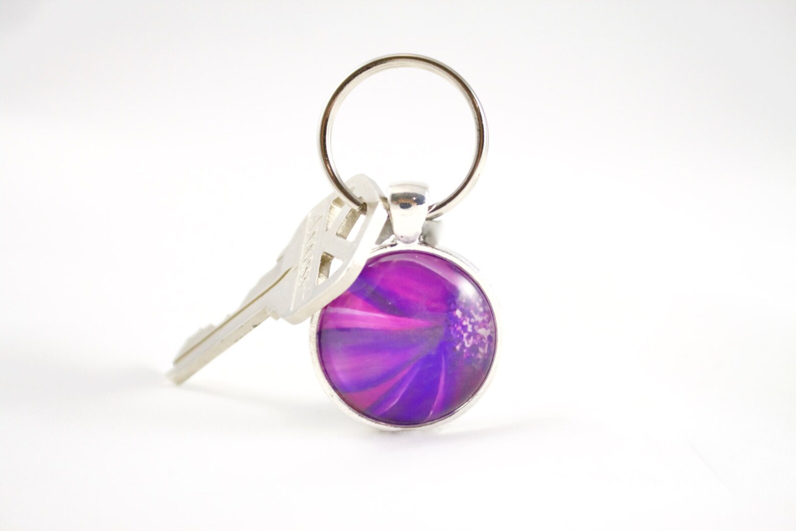 Purple Key Chain Flower Art Print Key Ring Car Keys Teen - Etsy