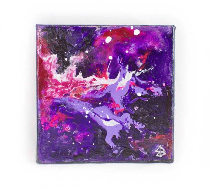 Raspberry Abstract Art, Small Abstract Painting, Small Purple Artwork ...