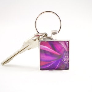 Purple Key Chain, Flower Art Print Key Ring, Car Keys, Teen Gift ...