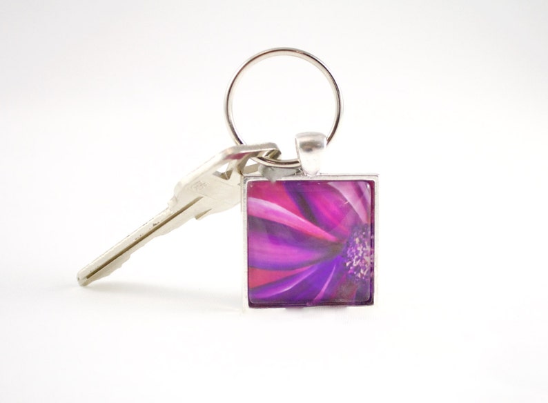 Purple Key Chain Flower Art Print Key Ring Car Keys Teen - Etsy