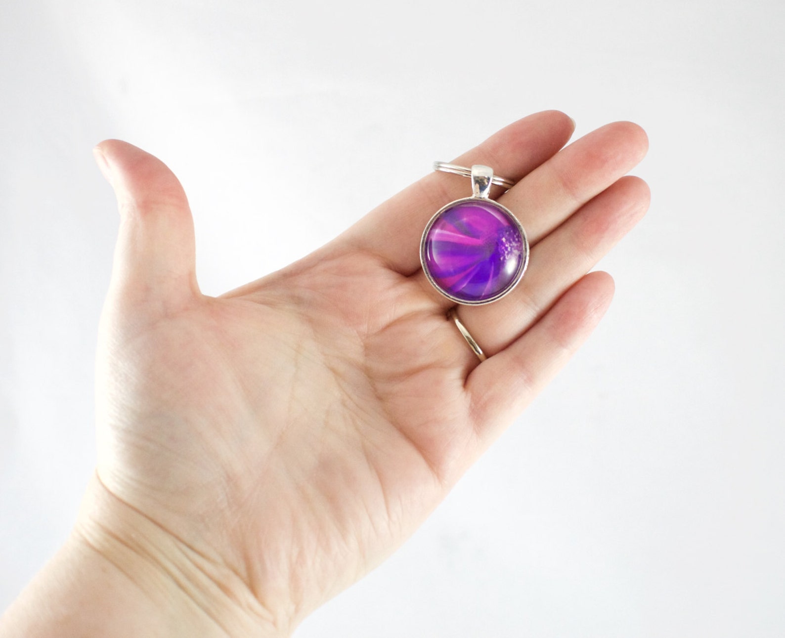 Purple Key Chain Flower Art Print Key Ring Car Keys Teen - Etsy