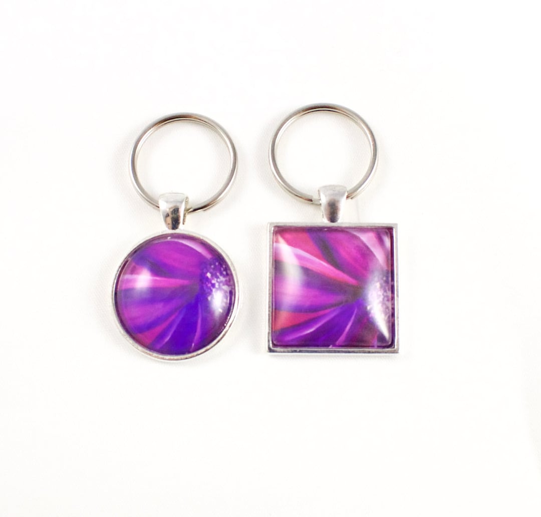 Purple Key Chain, Flower Art Print Key Ring, Car Keys, Teen Gift ...