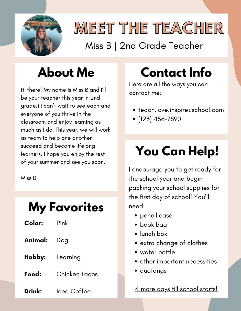 Meet the Teacher Editable Meet the Teacher Soft Color Design Template ...