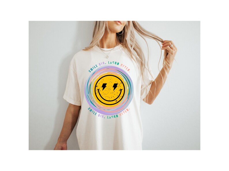 Colorful Smiley Face PNG T-shirt Design, Pastel Color Smiley Face ...