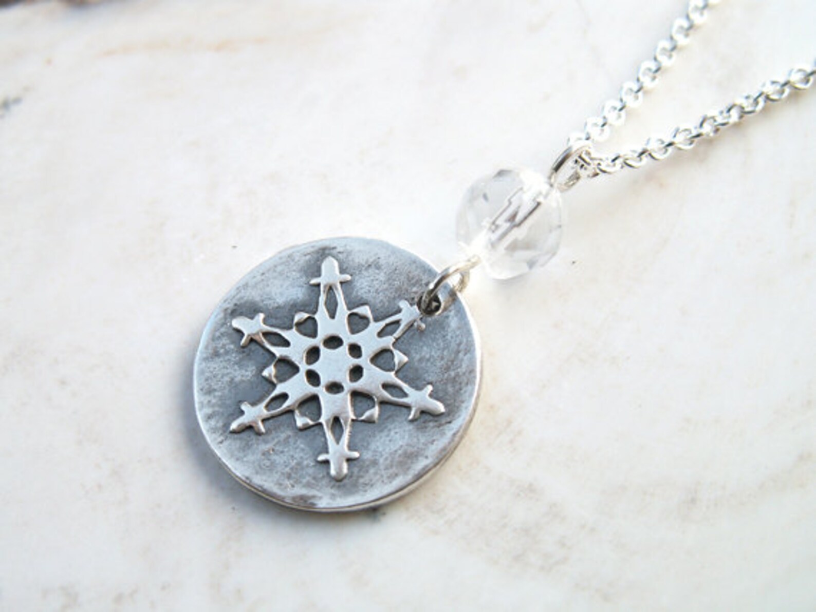 Small Snowflake Necklace Faceted Quartz Crystal Handmade - Etsy