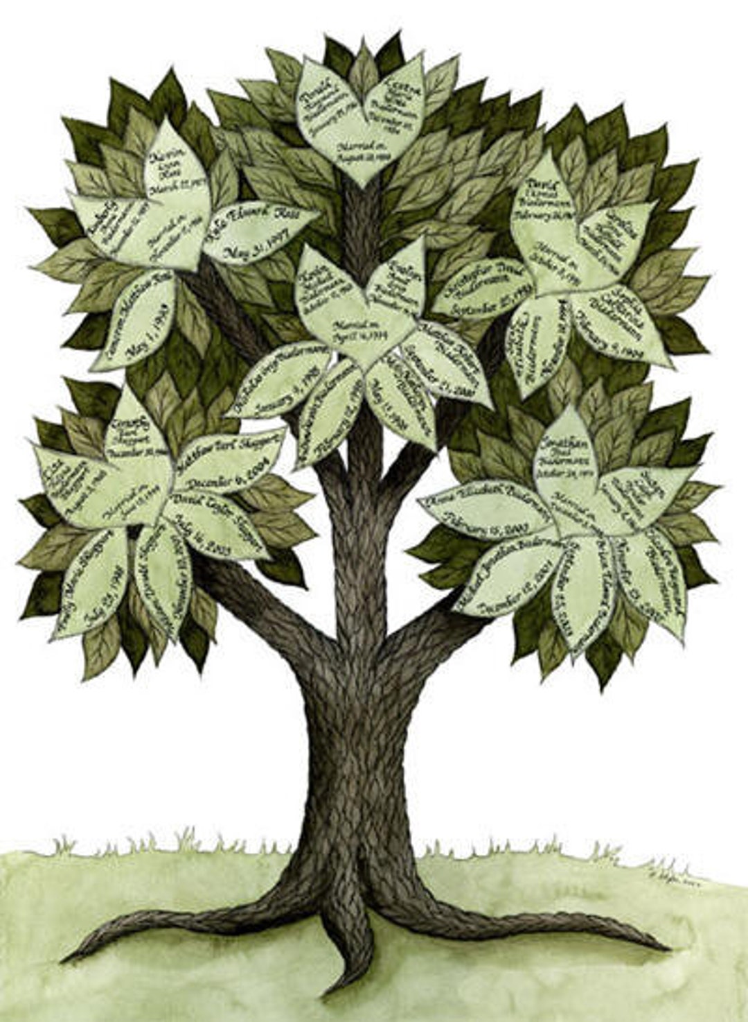 Custom Split Leaf Family Trees - Etsy