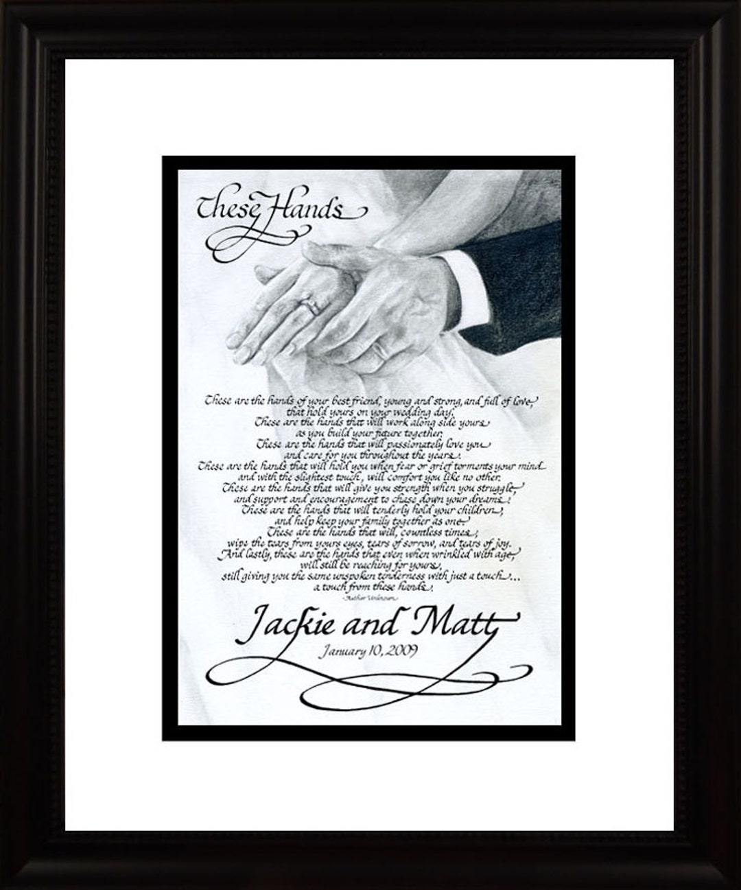 These Hands Personalized Calligraphy Poem - Wedding and Anniversary ...
