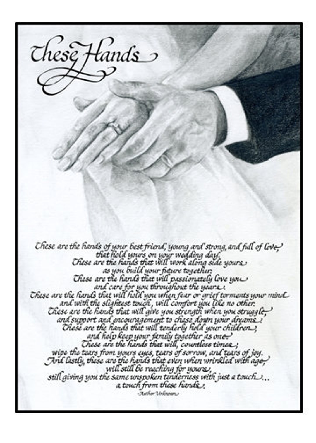 5x7 Greeting Card "these Hands" With Detailed Hand Illustration - Etsy