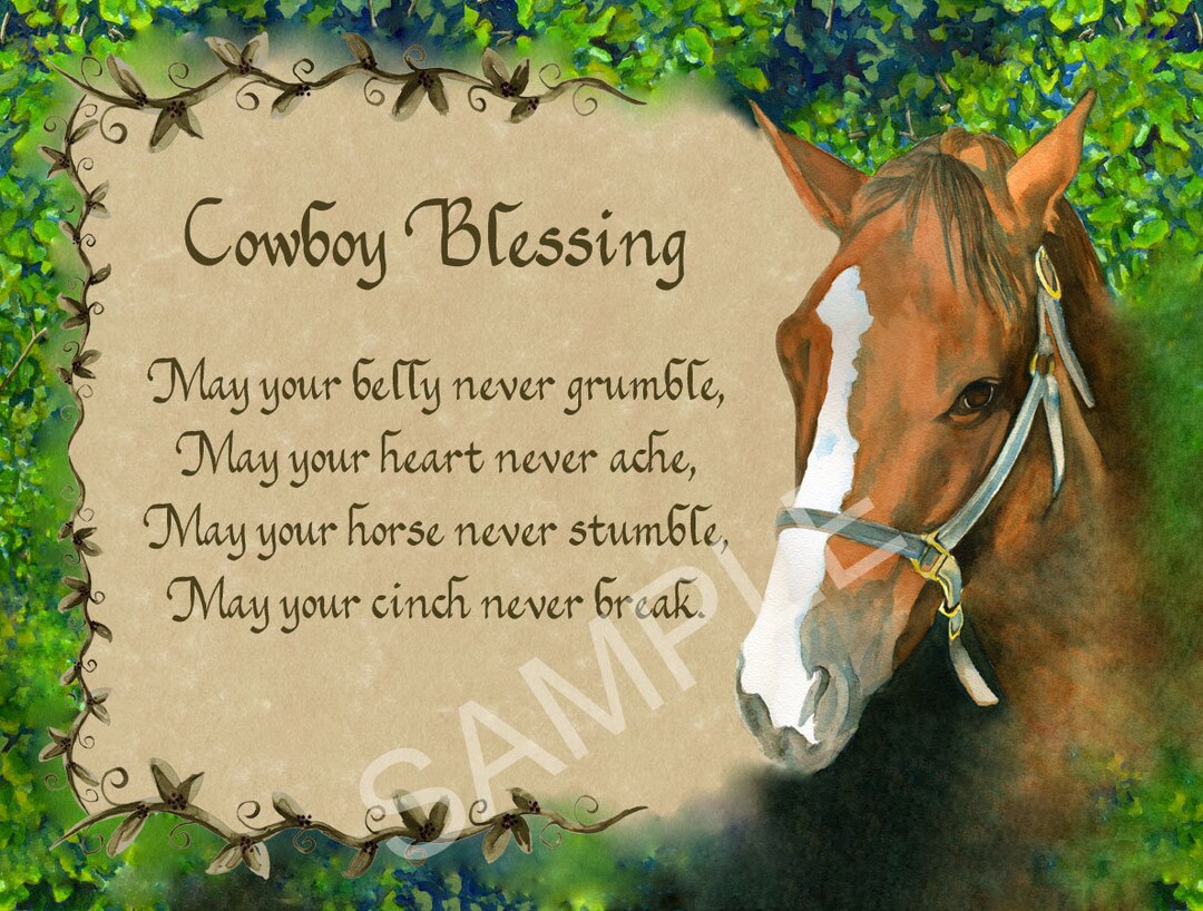 5x7 Blank Cards/matted Prints - "cowboy Blessing" With Horse Artwork - Etsy