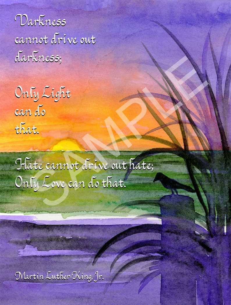 5x7 Blank Cards/matted Prints light and Love MLK Quote - Etsy