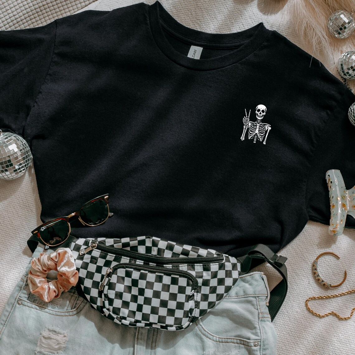 Peace Sign Skeleton Shirt: Funny Retro Vibe Tee - Etsy