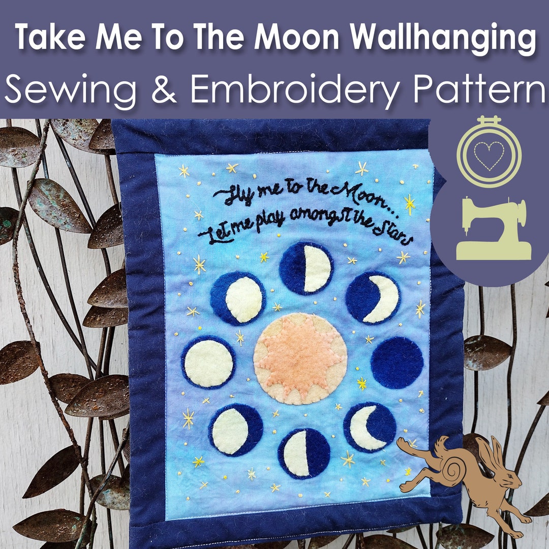 Moon and Stars Pattern, Moon Applique Design, Moon Phase Wall Hanging ...