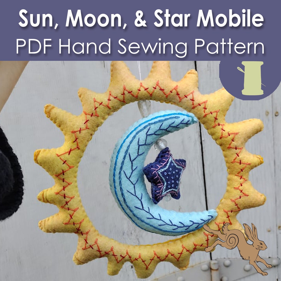 Sun and Moon Mobile PDF Sewing Pattern, Felt Moon and Stars, Felt Moon ...