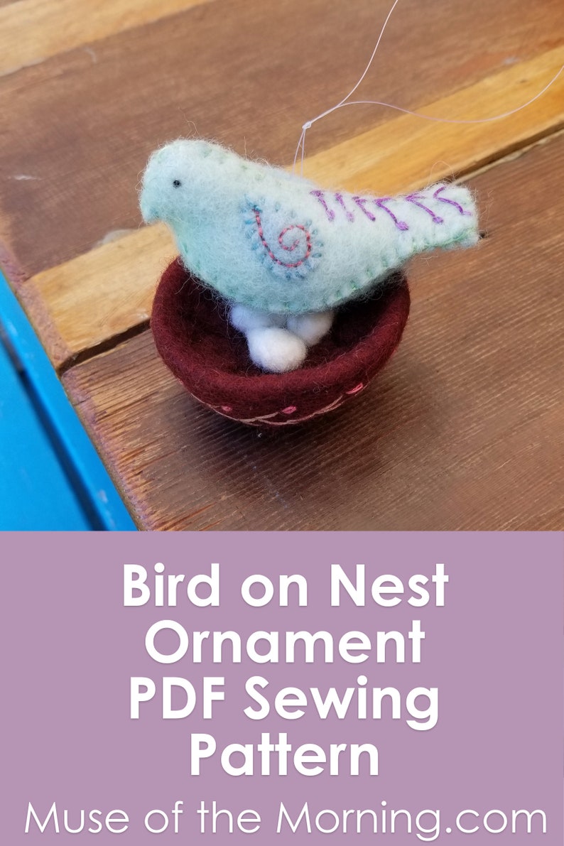 PDF Hand Sewing Pattern - Bird on Nest Ornament or Toy Soft Sculpture ...