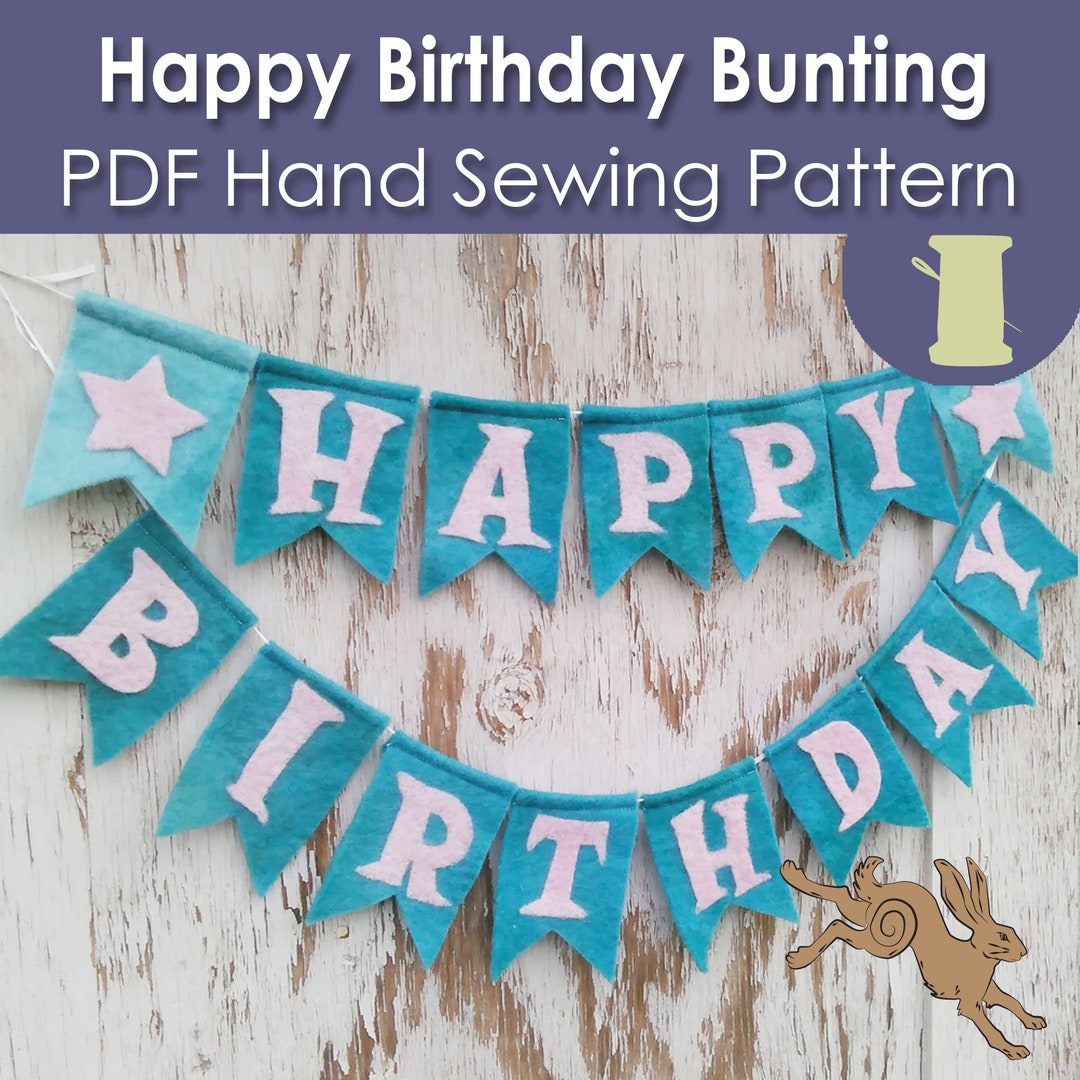 Birthday Banner Pattern, Birthday Bunting Printable, Waldorf Birthday ...