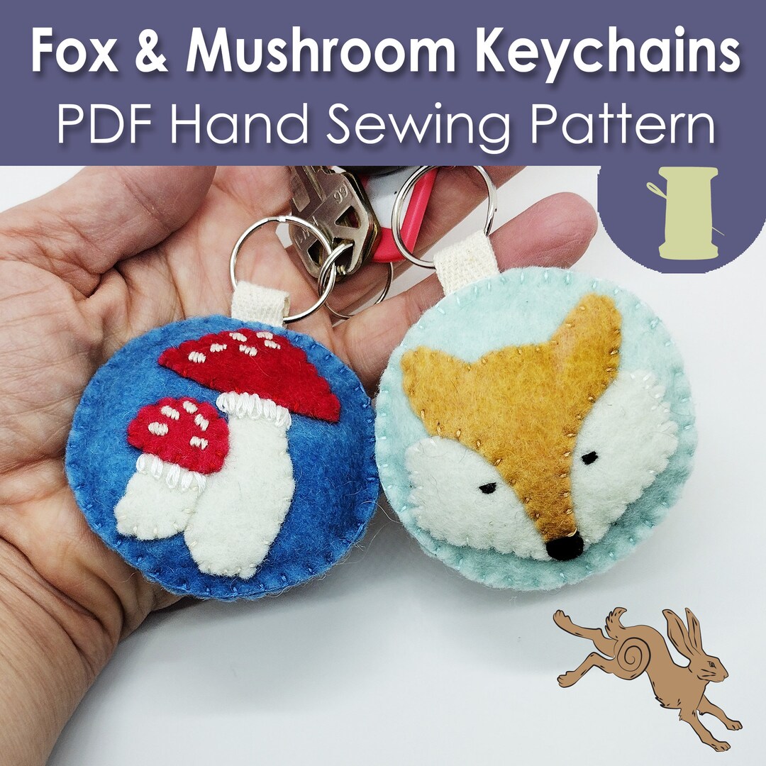 Mushroom Felt Pattern, Felt Keychain Pattern, Fox Pattern, Felt Fox ...