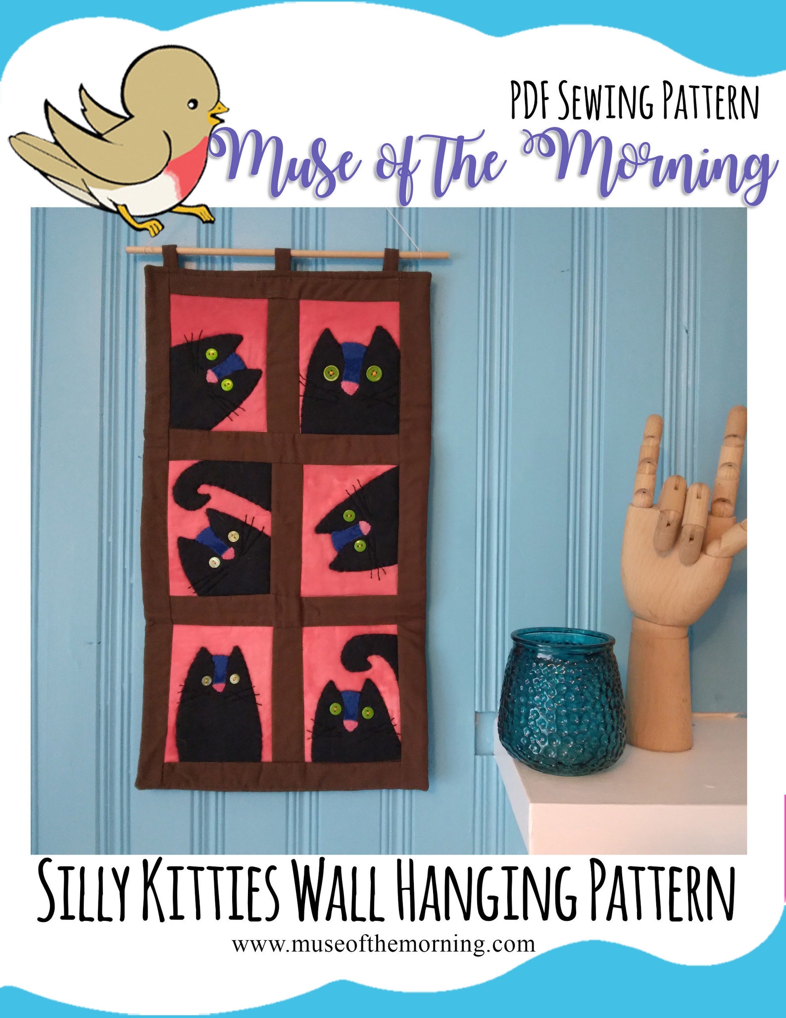 Cat Wall Hanging Cat Sewing Pattern Pdf Wall Hanging - Etsy