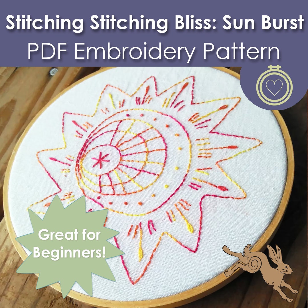 Sun Embroidery Design, Sun Embroidery, Sun Pdf Pattern, Sun Needlepoint ...