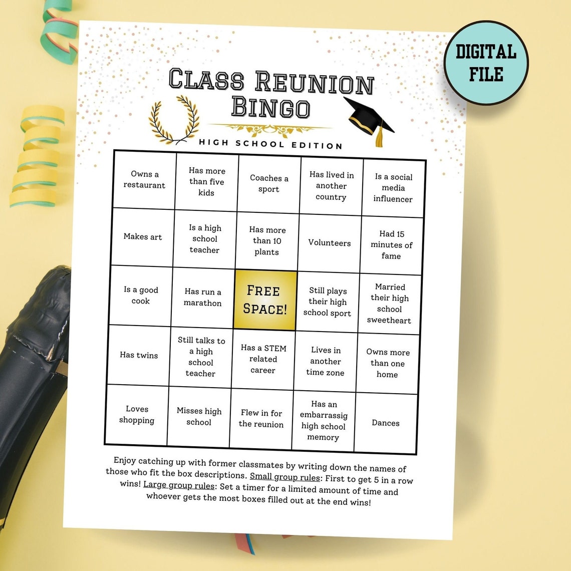 Class Reunion Bingo Game, High School Reunion, Class Reunion Game - Etsy
