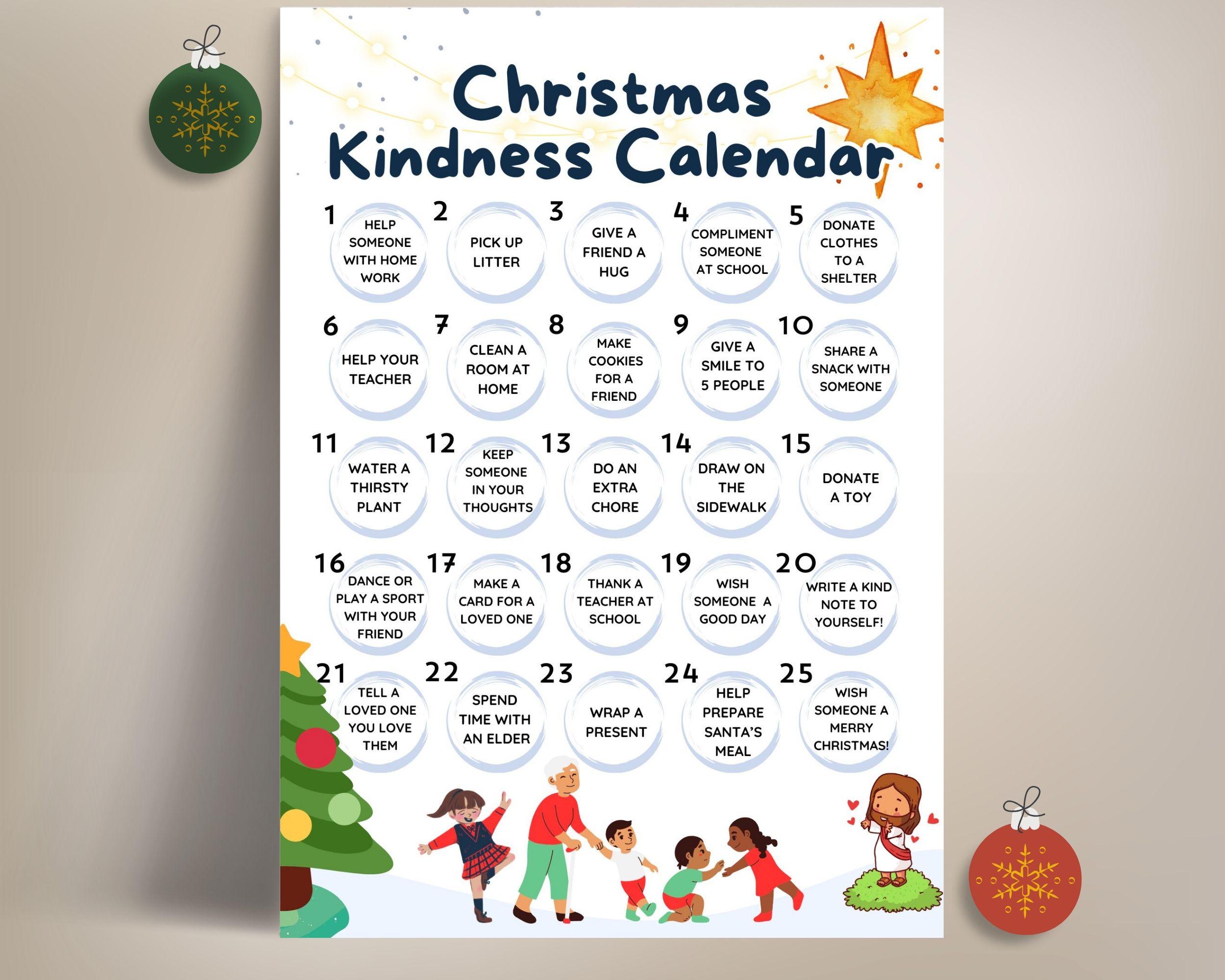 Advent Kindness Calendar for Kids, Advent Calendar Digital Download ...