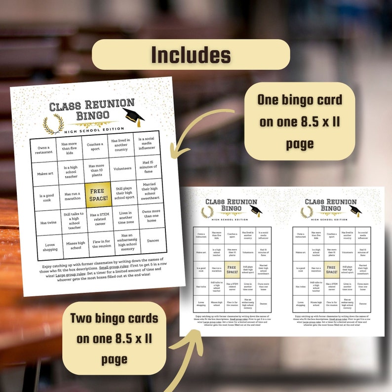 Class Reunion Bingo Game, High School Reunion, Class Reunion Game - Etsy