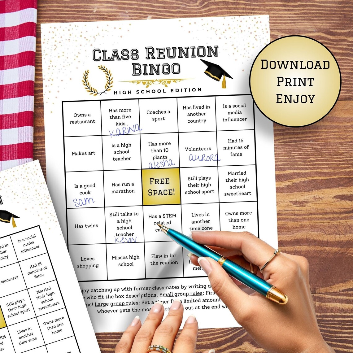 Class Reunion Bingo Game, High School Reunion, Class Reunion Game - Etsy