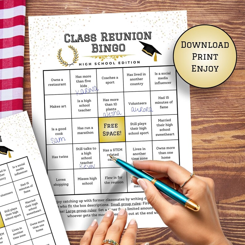 Class Reunion Bingo Game, High School Reunion, Class Reunion Game - Etsy