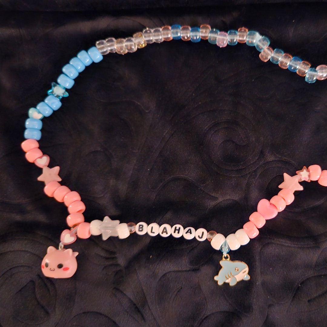 Trans Pride Shark Mascot Kandi Rave Necklace Blahaj - Etsy