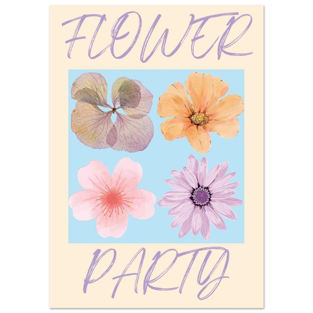 Flower Collage Poster A3 A4 A5 Flower Party Wall Art Modern Colorful ...